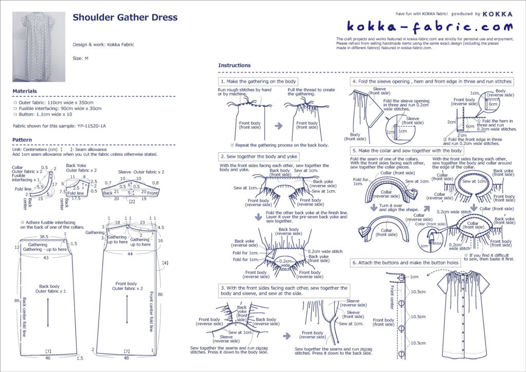 Shoulder Gather Dress – Sewing Instructions | FREE SEWING TUTORIALS ...
