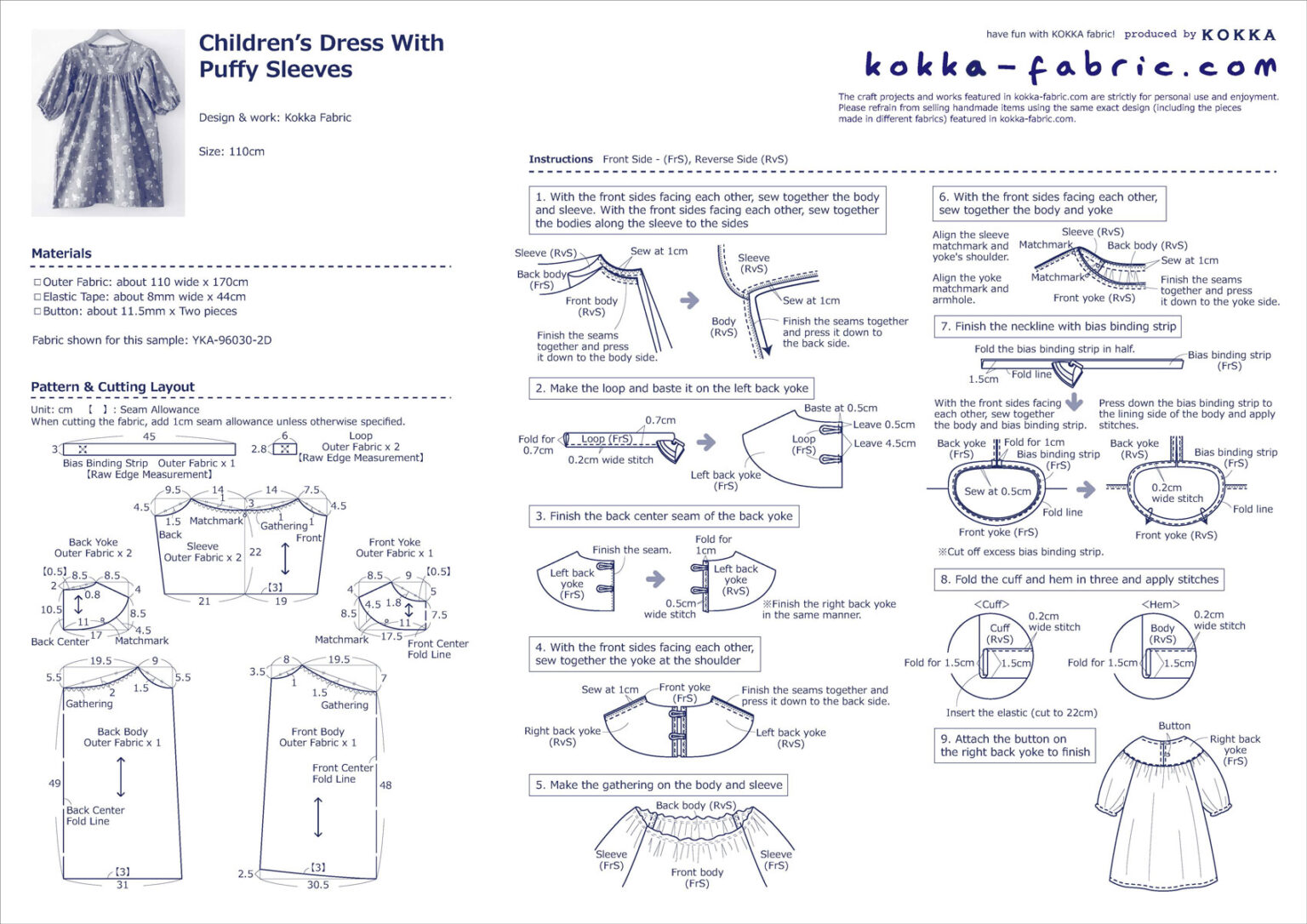 Great Piece For Going Out♪ Children’s Dress With Puffy Sleeves – Sewing ...