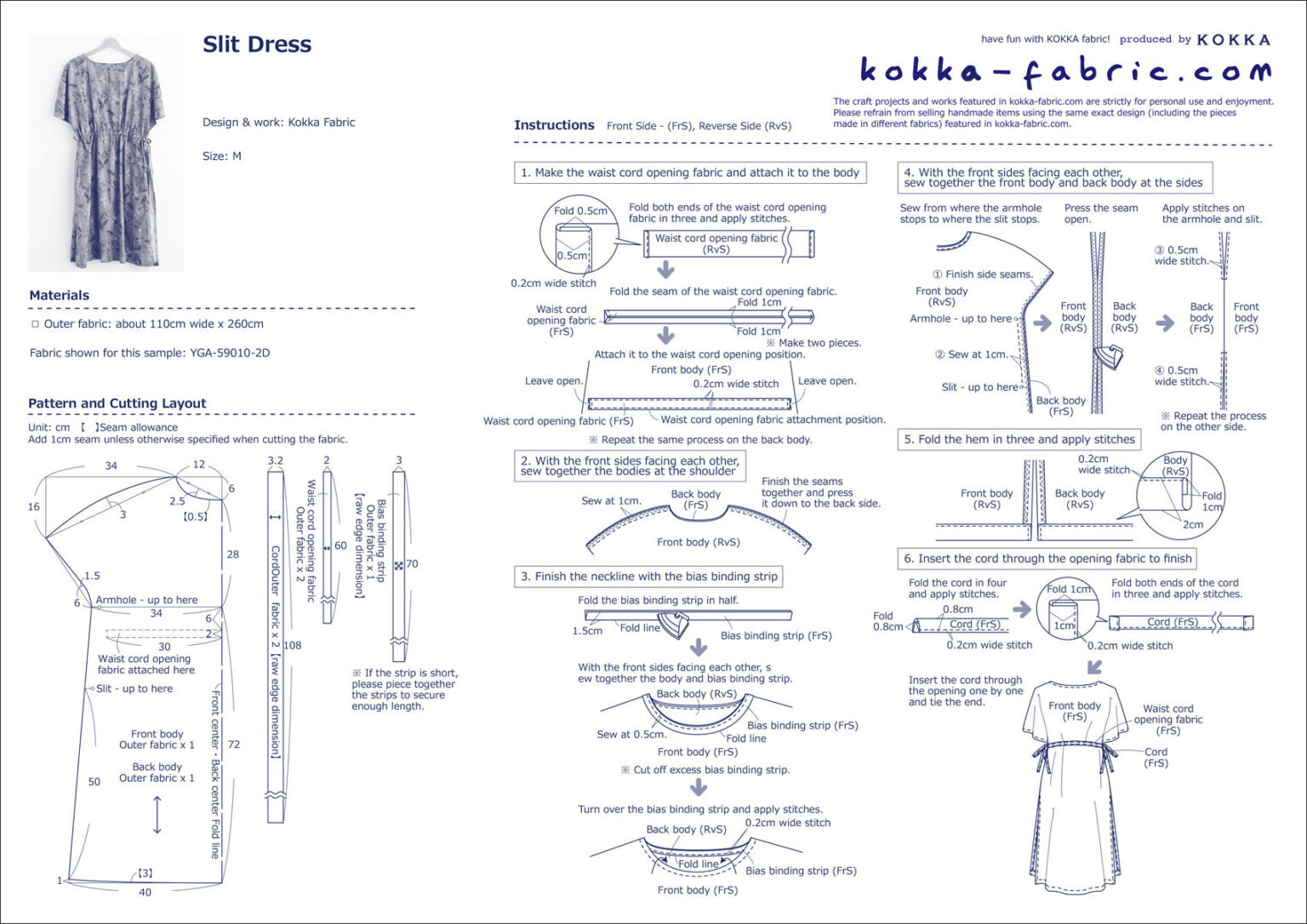 Slit Dress – Free Sewing Tutorial | FREE SEWING TUTORIALS | KOKKA ...