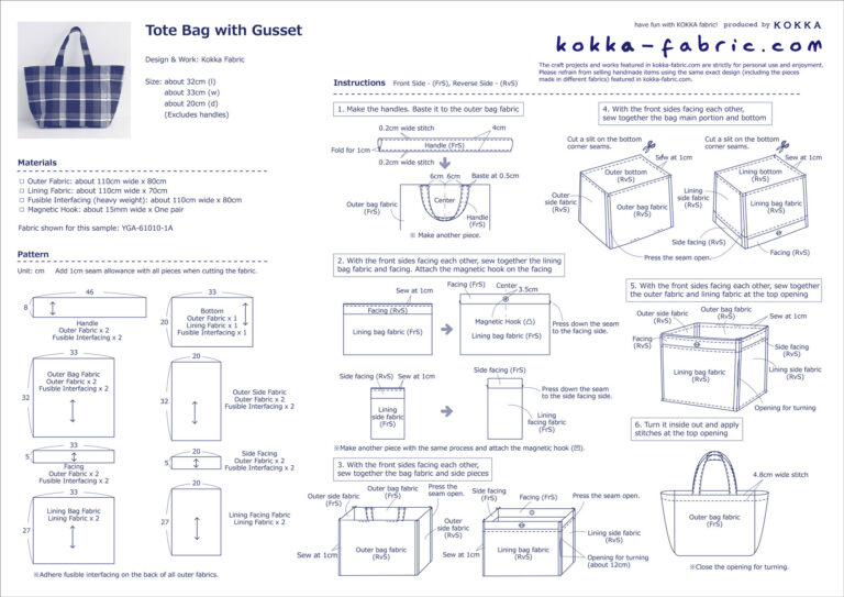 Tote Bag with Gusset – Free Sewing Tutorial | FREE SEWING TUTORIALS ...